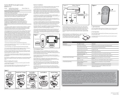 Hunter ON/OFF Fan & Light Control Model 27157 - Hunter Fan