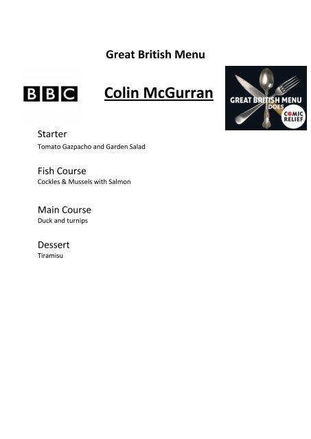 Great British Menu Colin McGurran - BBC