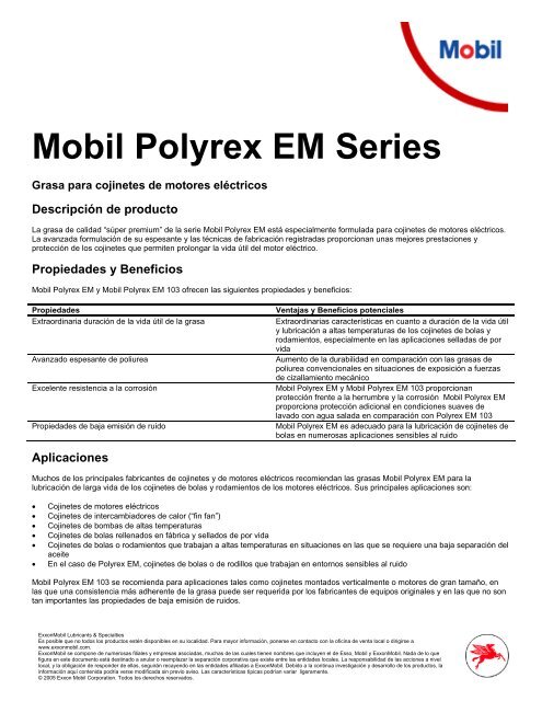 Mobil Polyrex EM Series (PDF) - LUBTRAC