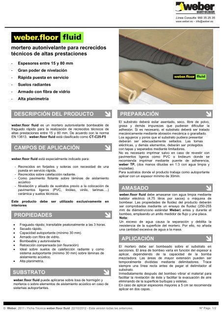 mortero autonivelante para recrecidos técnicos de altas ... - Weber mortero autonivelante para recrecidos técnicos de altas ... - Weber