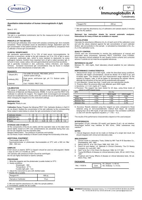 Immunoglobulin A - Spinreact