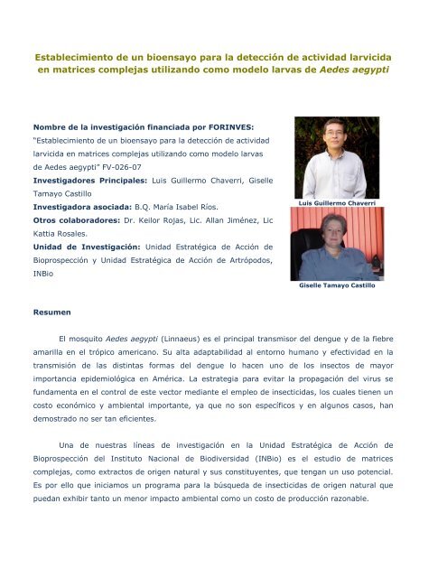 Establecimiento de un bioensayo para la detección de actividad ...