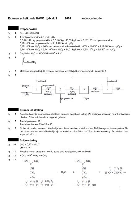 Examen 2009-1 antw. model - Scheikunde voor HAVO en VWO