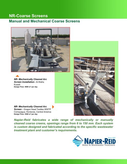 Manual and mechanical coarse screens - Napier-Reid