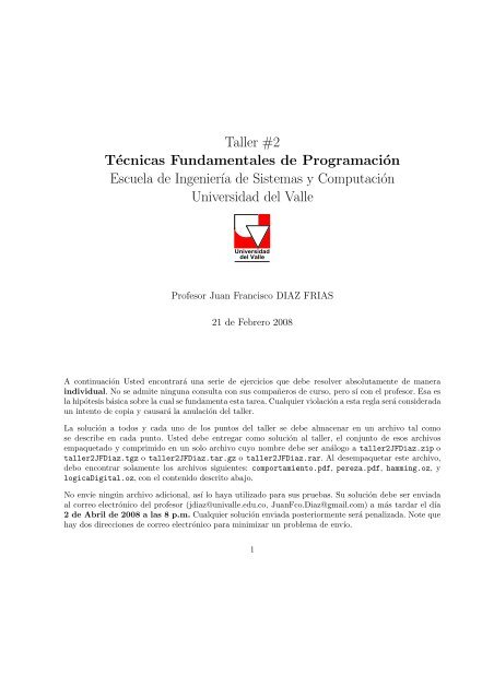 Taller de programación concurrente - La Escuela de Ingeniería de ...