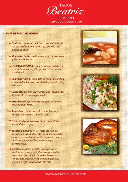 Lista De Menu De Comida Italiana
