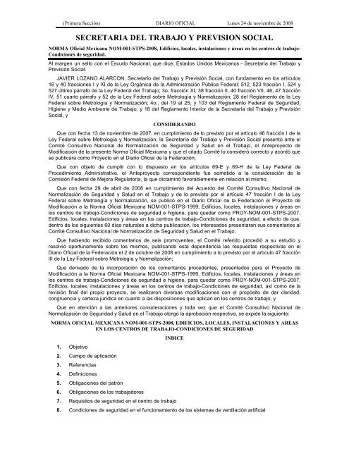 NOM-001-STPS-2008 - Normas Oficiales Mexicanas de Seguridad y ...