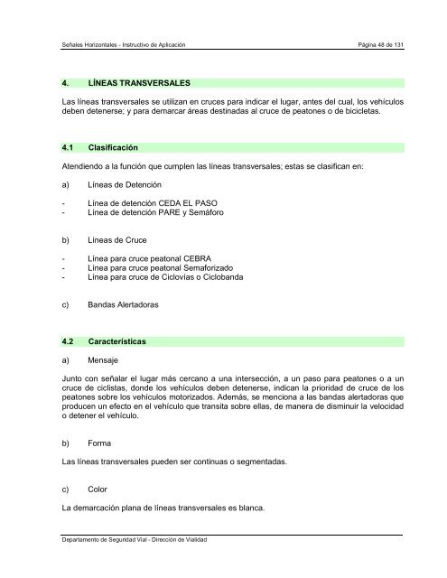 Líneas Transversales - Dirección de Vialidad