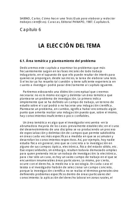 SABINO, Carlos. Cómo hacer una Tesis SABINO, Carlos. Cómo hacer una Tesis
