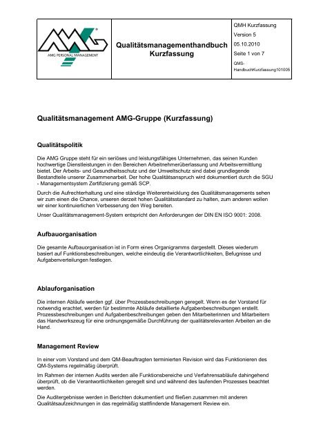 Qualitätsmanagement-Handbuch, Kurzfassung (PDF, 150 kb)