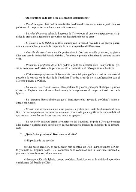 1. ¿Qué significa cada rito de la celebración del bautismo? - Rito de ...