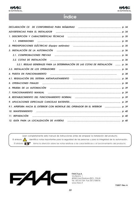 Manual FAAC 400 - Apriclass