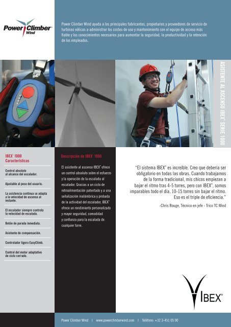 ASISTENTE AL ASCENSO IBEX SERIE 1000 - Power Climber Wind