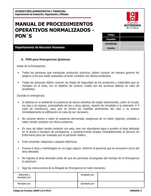 MANUAL DE PROCEDIMIENTOS OPERATIVOS NORMALIZADOS ...