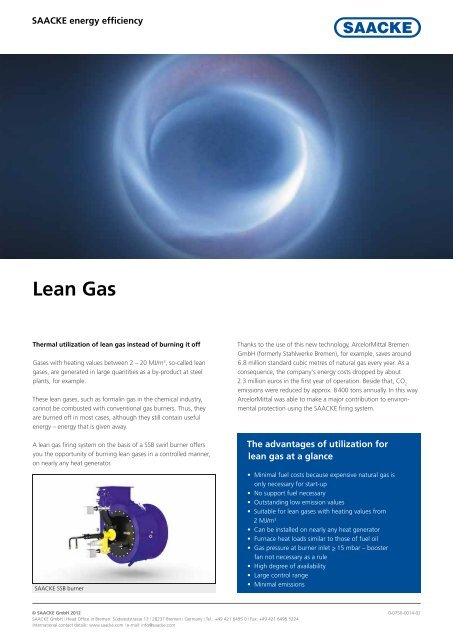 Lean Gas pdf, 528.5 KB, 2 Page(s) - Saacke.com