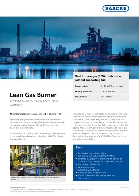 Lean Gas Burner pdf, 620.0 KB, 2 Page(s) - Saacke.com