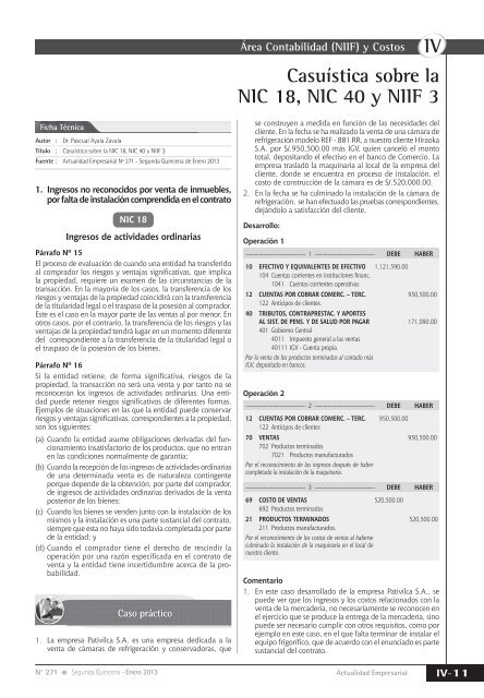 IV Casuística sobre la NIC 18, NIC 40 y NIIF 3 - Revista Actualidad ...