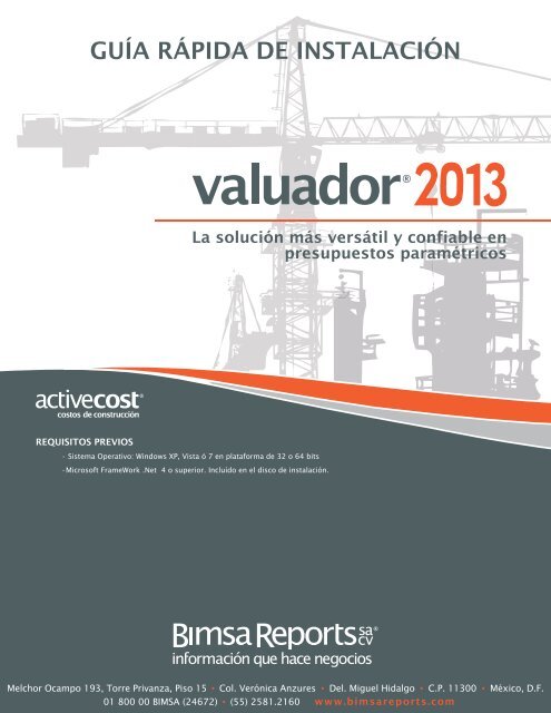 GUÍA RÁPIDA DE INSTALACIÓN - Bimsa Reports