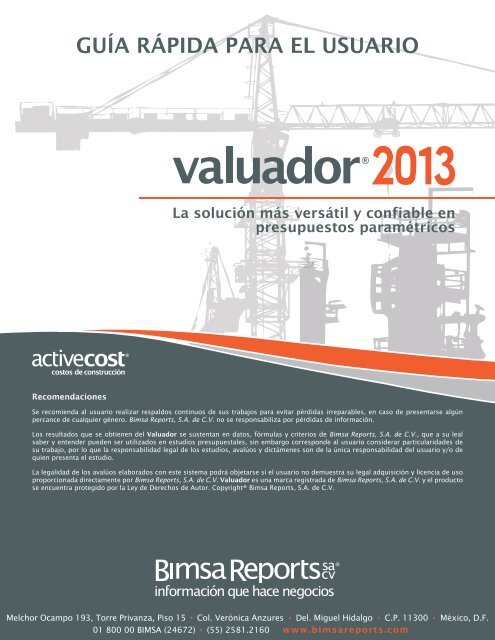 GUÍA RÁPIDA PARA EL USUARIO - Bimsa Reports