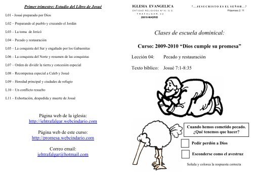 Clases de escuela dominical: - Curso 2009-2010