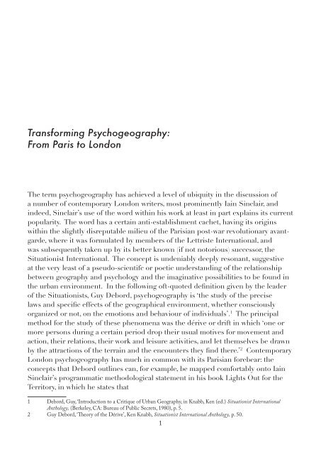 Transforming Psychogeography: From Paris to London - walled city