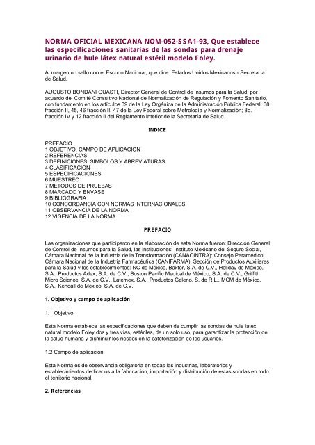NOM-052-SSA1-1993 - Centro Nacional de Excelencia Tecnológica ...