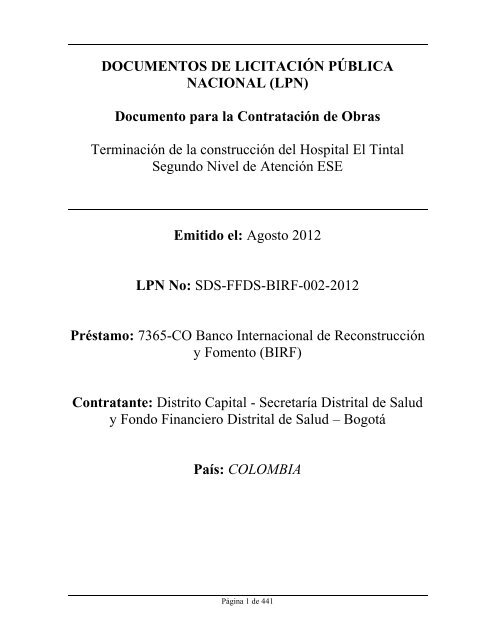 DOCUMENTOS ESTANDAR DE LICITACION - Secretaría Distrital ...