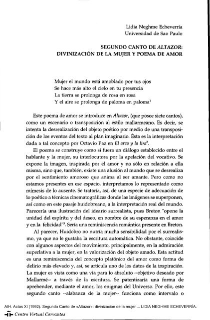 Segundo canto de Altazor: divinización de la mujer y poema de amor