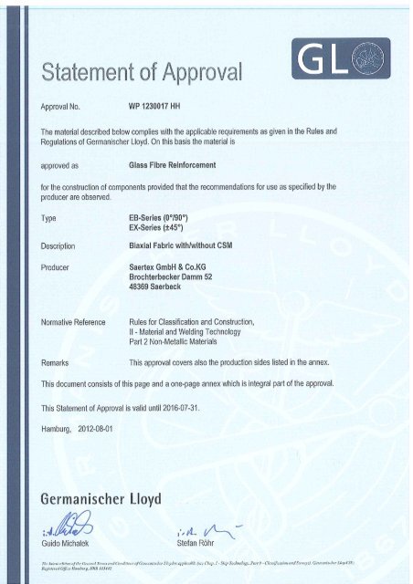 GL Certificate Biax - Saertex