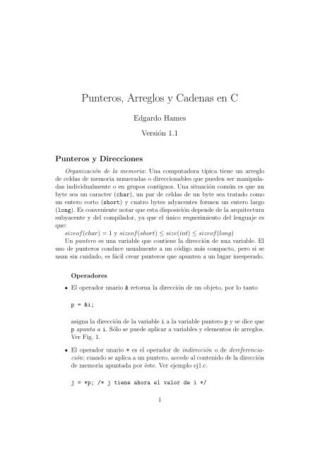 Punteros, Arreglos y Cadenas en C