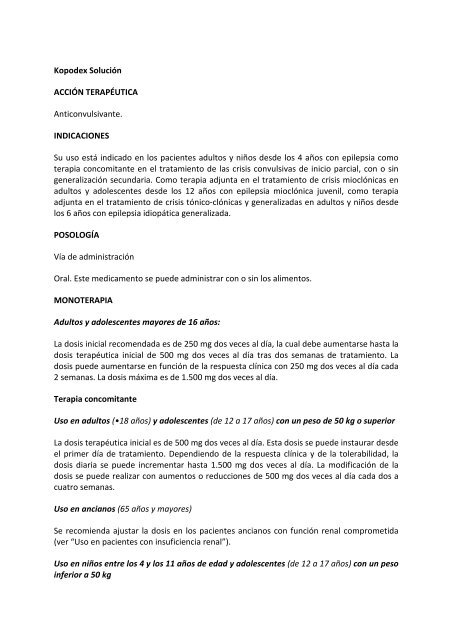 Kopodex Solución ACCIÓN TERAPÉUTICA Anticonvulsivante ...