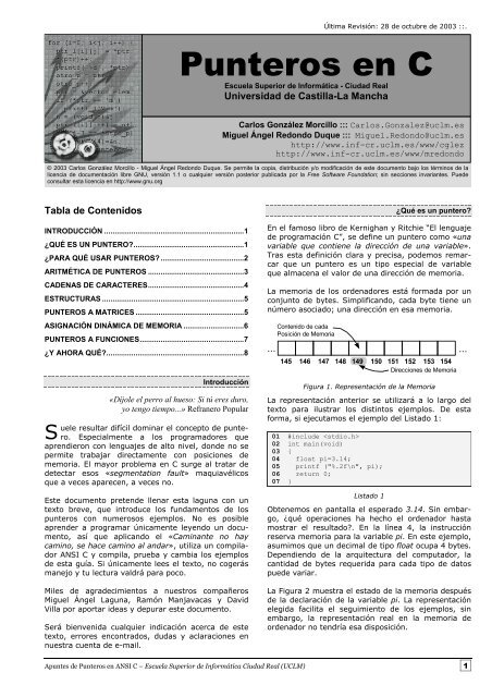 Punteros en ANSI C - Escuela Superior de Informática (UCLM ...