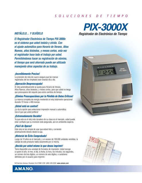 PIX-3000X - Amano - Amano Cincinnati Inc.
