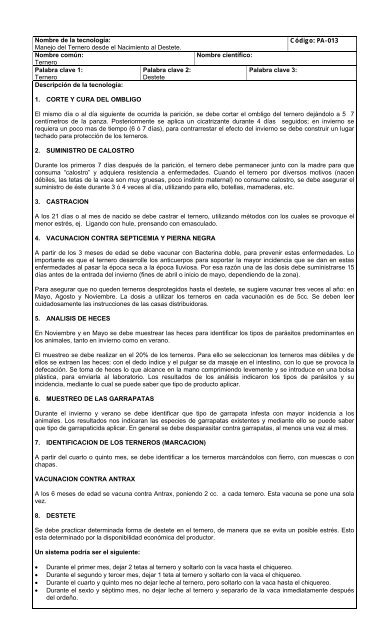 Manejo del Ternero desde el Nacimiento al Destete - funica