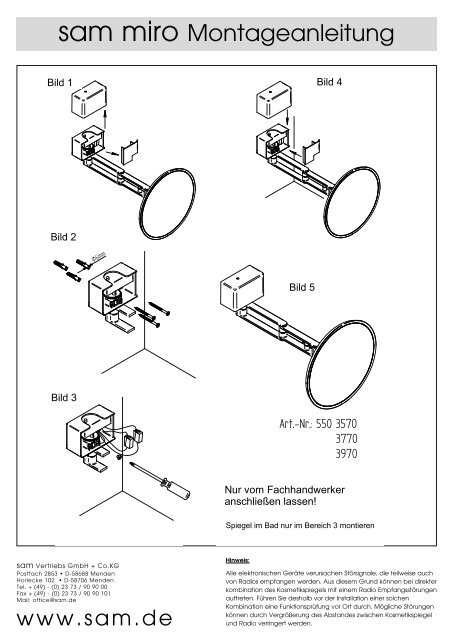 sam miro Montageanleitung - sam Vertriebs GmbH + Co. KG