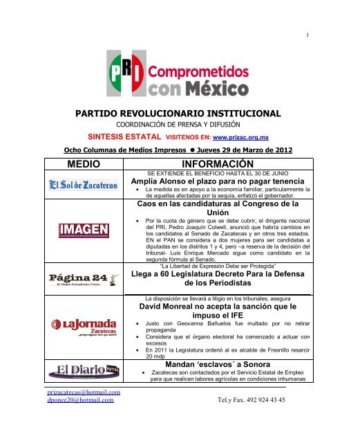 PARTIDO REVOLUCIONARIO INSTITUCIONAL - PRI Zacatecas