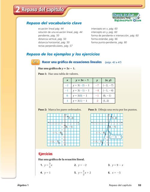 Repaso del capítulo - Big Ideas Math