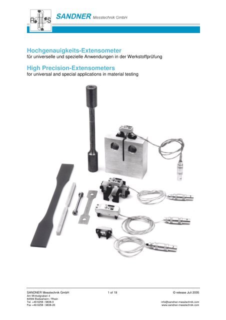 Catalog (PDF) - SANDNER-Messtechnik GmbH