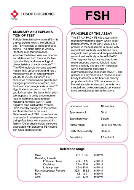 SUMMARY AND EXPLANA- TION OF TEST ... - Tosoh Bioscience