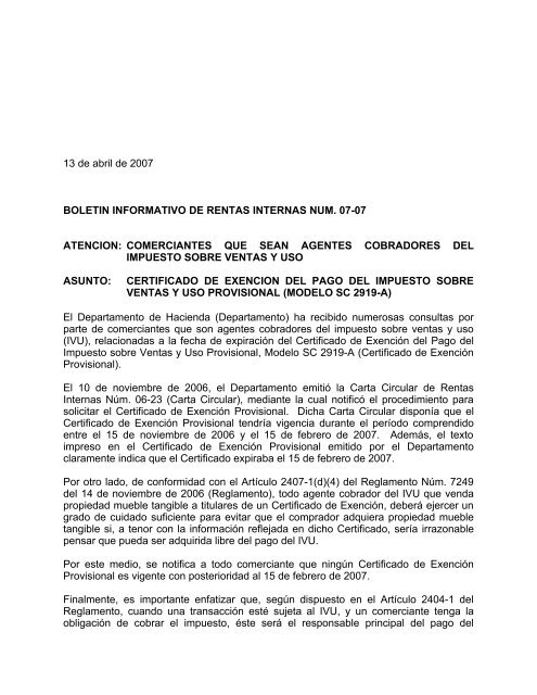 27 de septiembre de 2001 - Departamento de Hacienda
