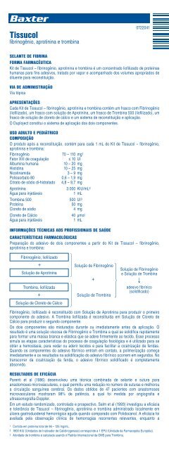 Tissucol – fibrinogênio, aprotinina e trombina - Baxter