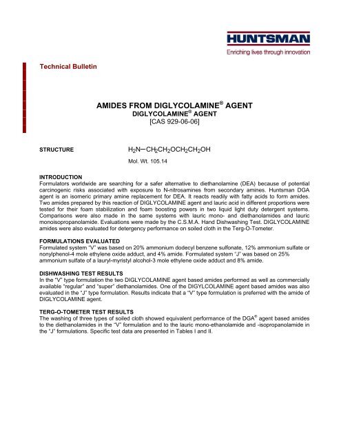 Amides from Diglycolamine Agent