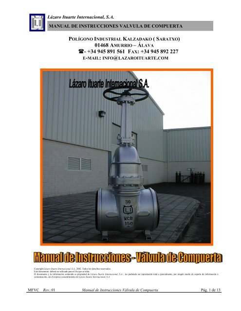 +34 945 891 561 fax: +34 945 892 227 - Válvulas Lazaro Ituarte