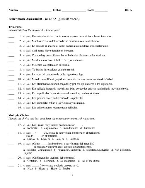Benchmarktest 2 answer key.pdf - maratspanish