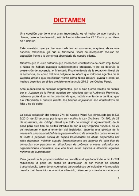 Dictamen de derecho penal