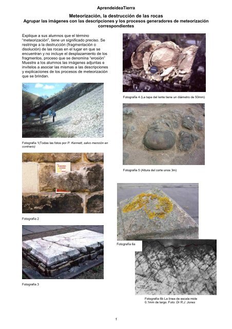 Meteorización, la destrucción de las rocas - Earth Learning Idea