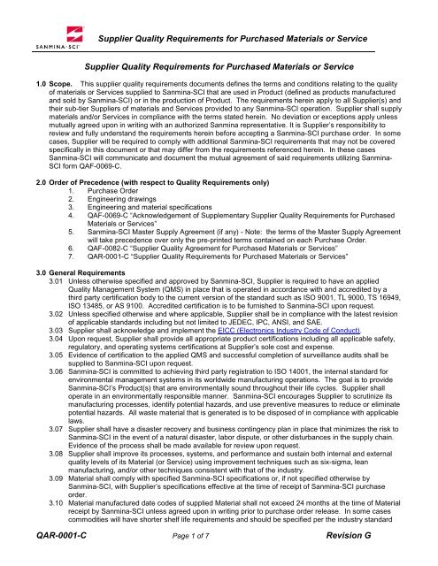 QAR-0001-C.revG.Supplier requirements - Sanmina-SCI