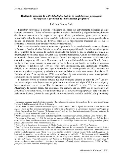 José Luis Garrosa Gude eHumanista: Volume 3, 2003 49 Huellas ...