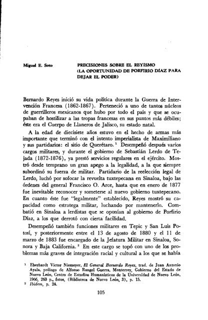 Bernardo Reyes inició su vida política durante la Guerra de Inter ...