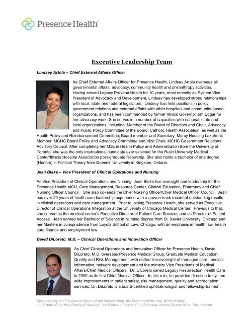 Executive Leadership Team - Provena Health